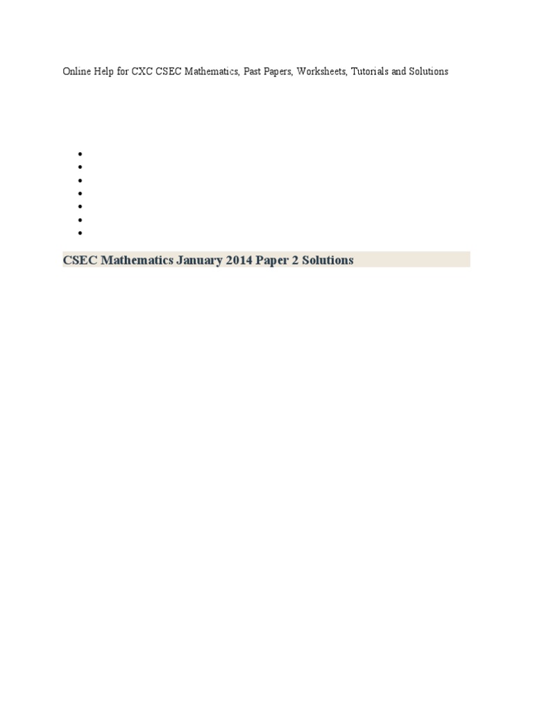 Comprehensive CSEC Mathematics Resource Hub with Detailed Exam ...