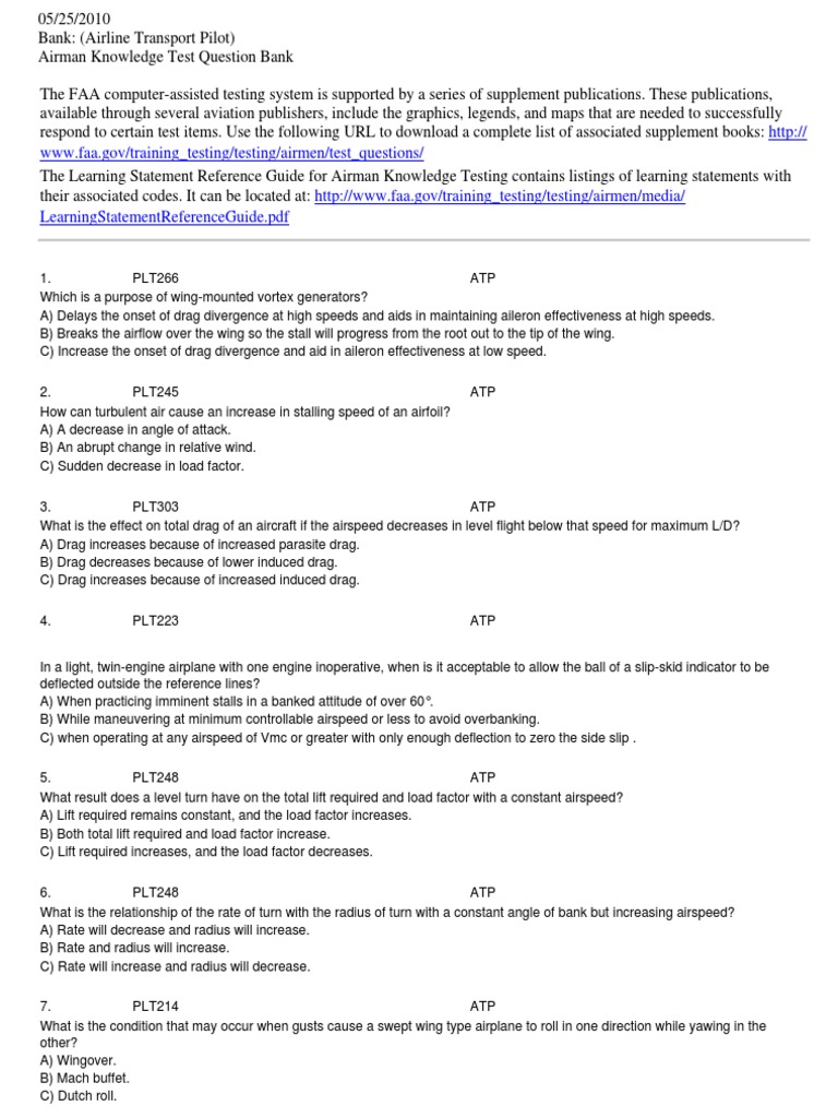 WWW - Faa.gov/training Testing/testing/airmen/test Questions | PDF ...