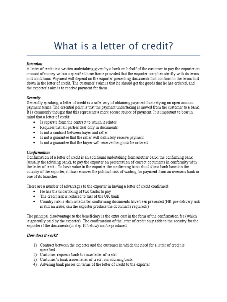 What Is A Letter of Credit | PDF | Letter Of Credit | Bill Of Lading