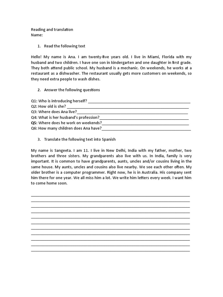 Reading and Translation 1 | PDF