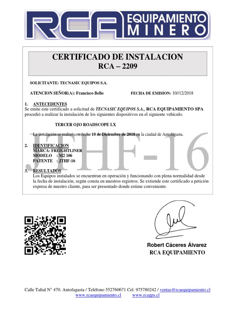 JTHF-16 Certificado Tercer Ojo | PDF