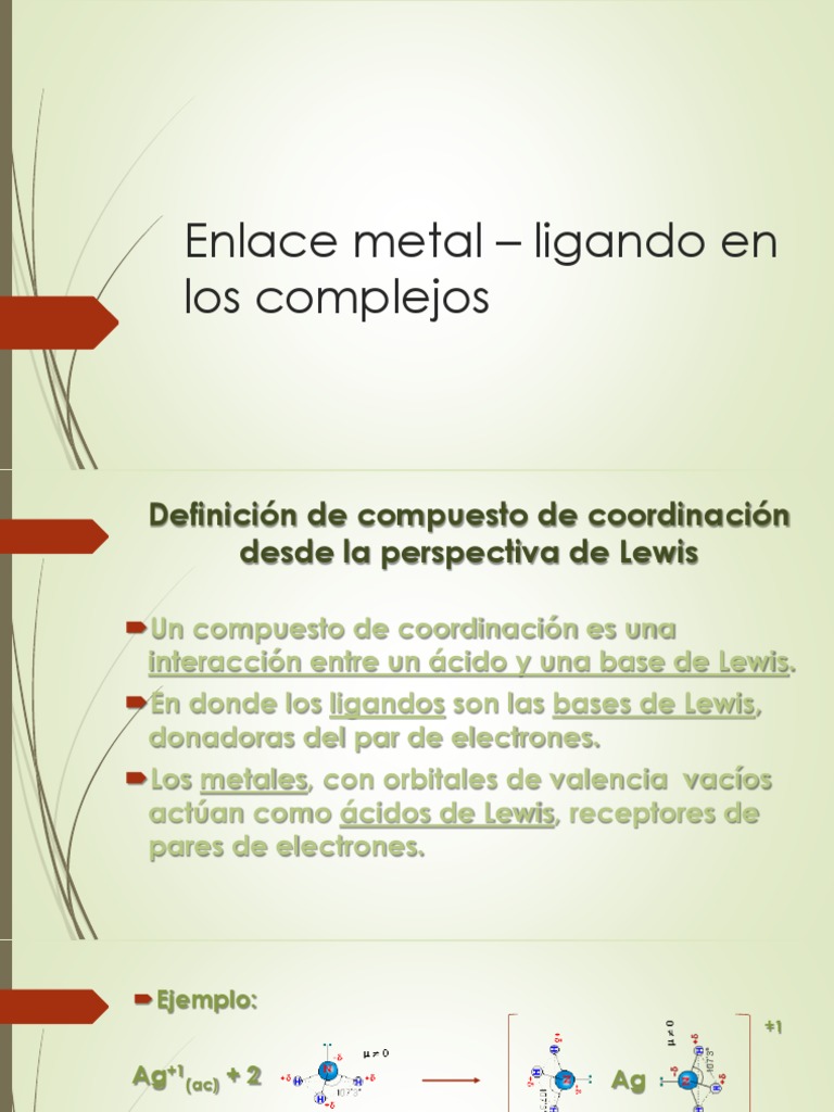 Ligandos y enlaces en compuestos de coordinación | PDF | Complejo de ...