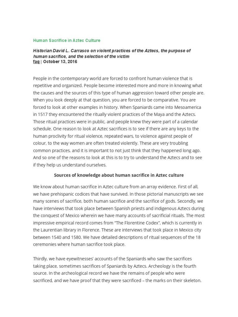 Human Sacrifice In Aztec Culture Download Free Pdf Sacrifice