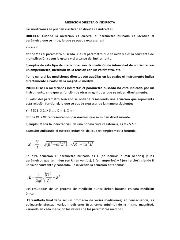 Medición Directa E Indirecta | Fundamento Conceptual 1 • Definición de ...