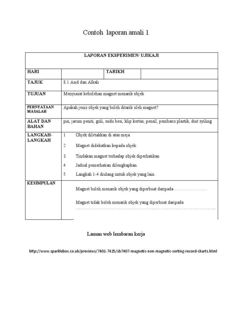Contoh Laporan Amali 1 - Asid Dan Alkali | PDF