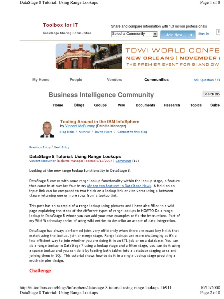 Datastage Range Lookup Tip | PDF | Wiki | Blog
