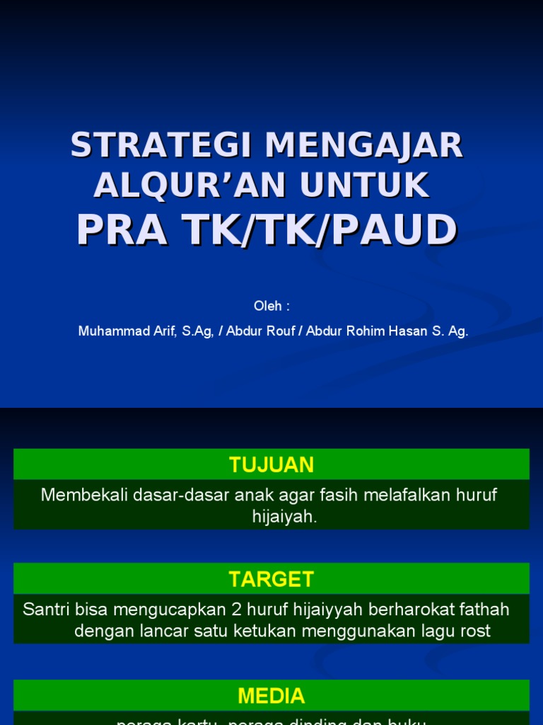 Strategi Pembelajaran Tilawati Paud | PDF