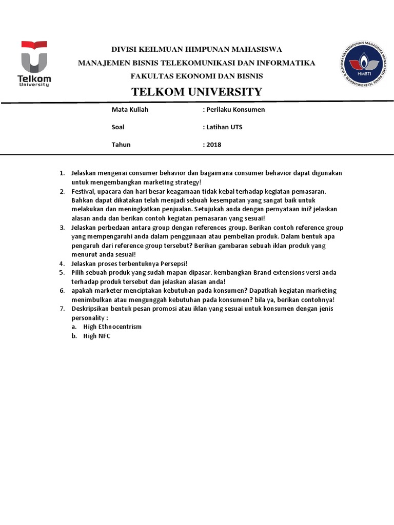 Latihan Soal UTS Perilaku Konsumen | PDF