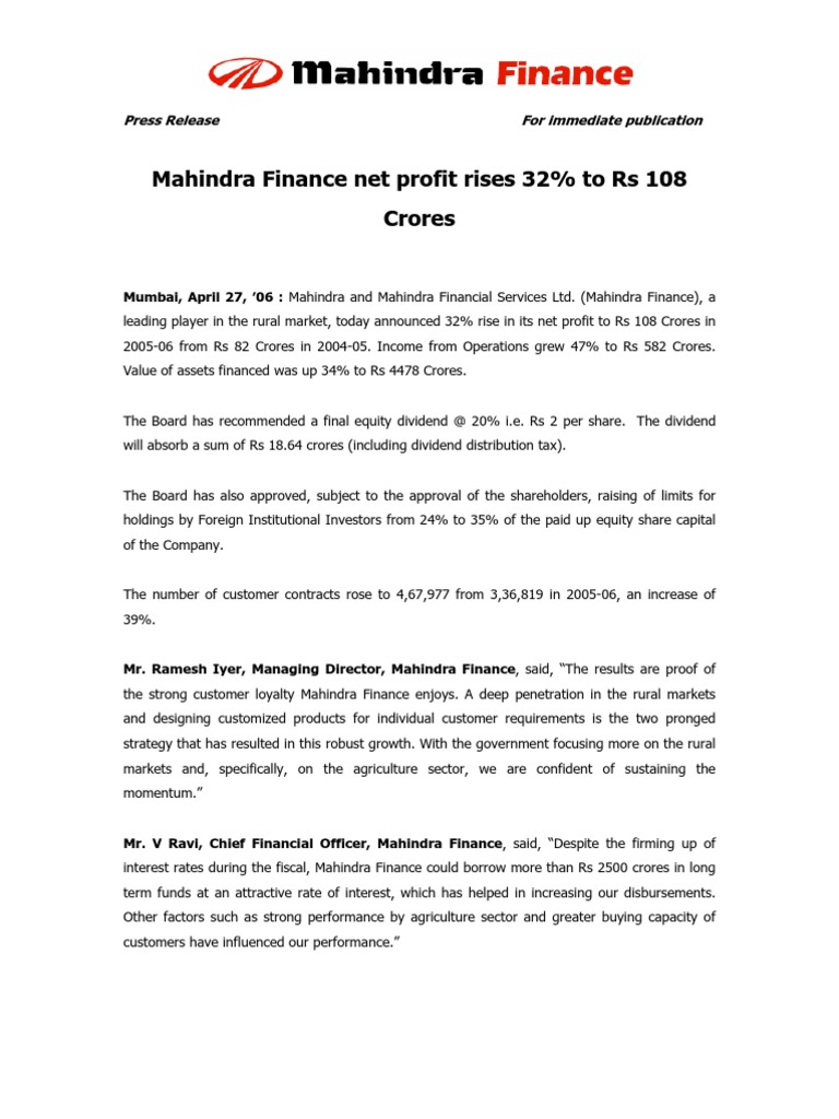 MMFSL Annual Results Release | PDF | Dividend | Equity (Finance)