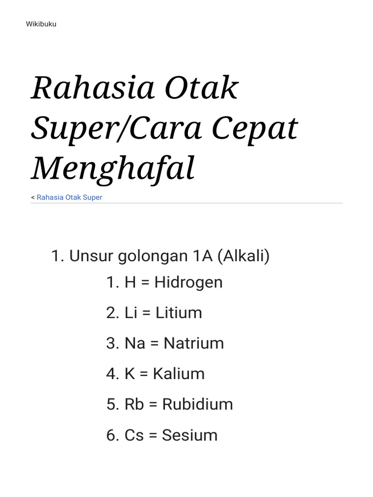 Metode Loci untuk Menghafal Kimia | PDF