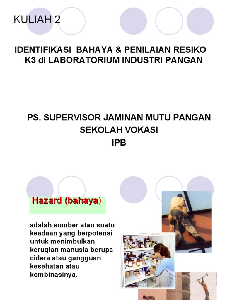 Bahaya - Penilaian Resiko K3 Dalam Laboratorium Industri Pangan | PDF