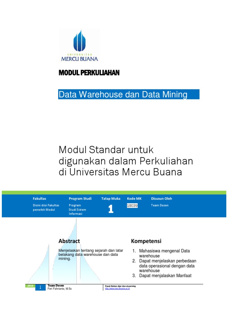 Modul Data Warehouse dan Data Mining | PDF