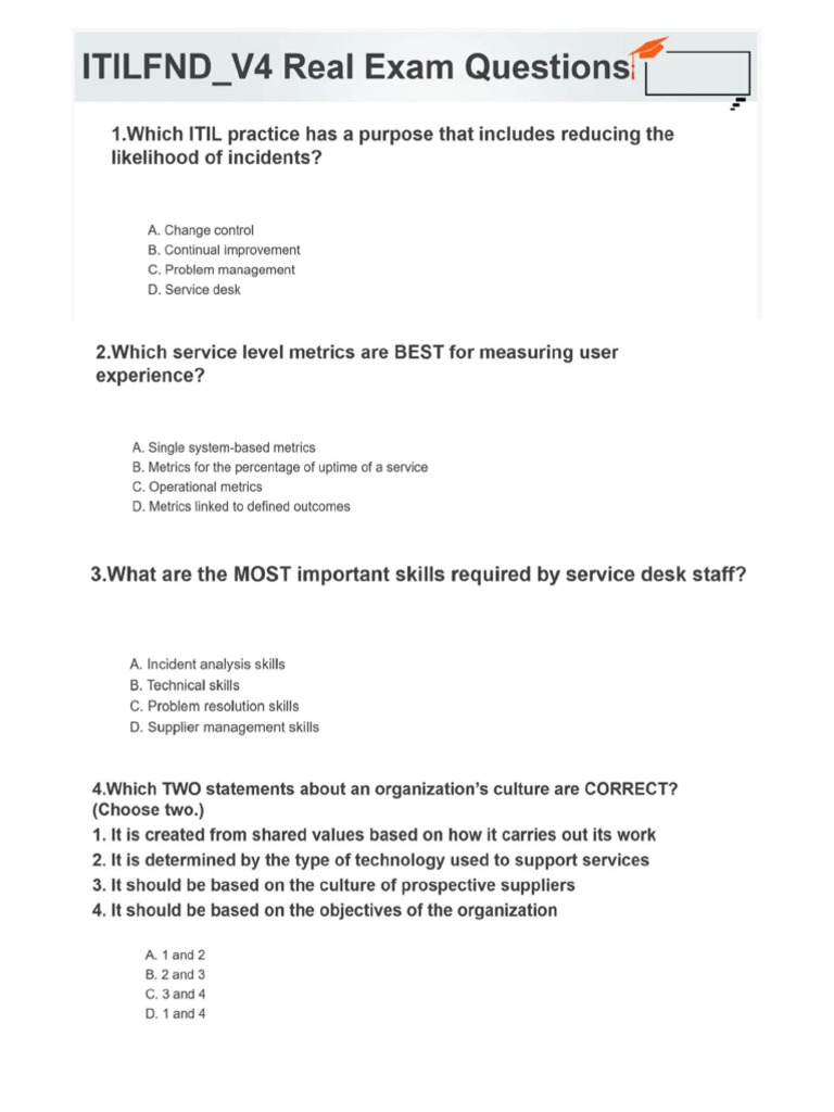 ITIL 4 Sample - Questions | Download Free PDF | Itil | It Service ...