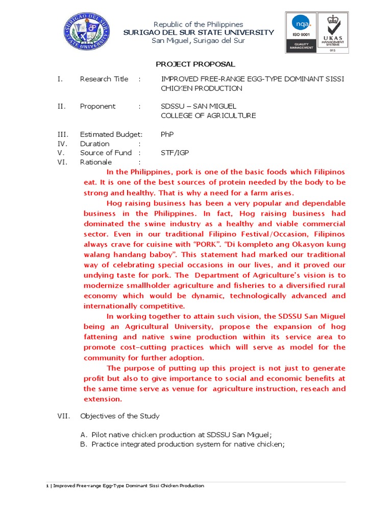 Prod - SDSSU Freerange Native Chicken | PDF | Philippines | Agriculture