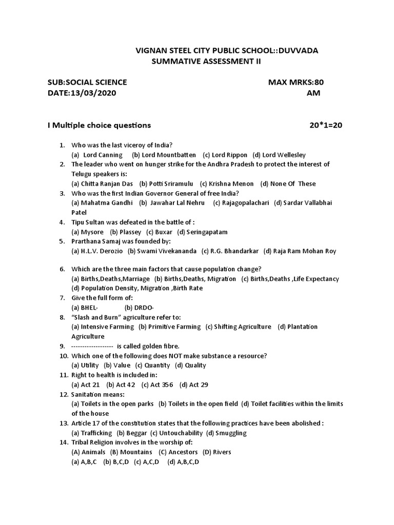 Summative Assessment Ii Vii | PDF | Mahatma Gandhi