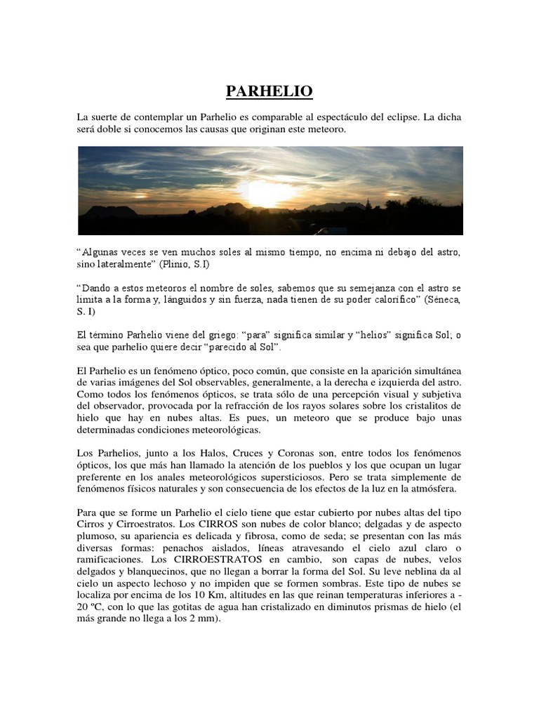 ¿Qué es un parhelio? Fenómeno óptico | PDF | Dom | Óptica