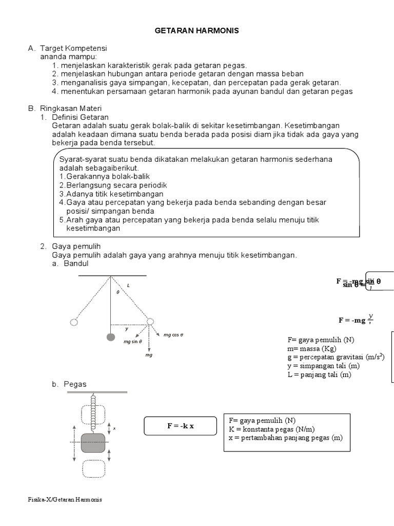 Getaran Harmonis: Konsep dan Contoh Soal | PDF