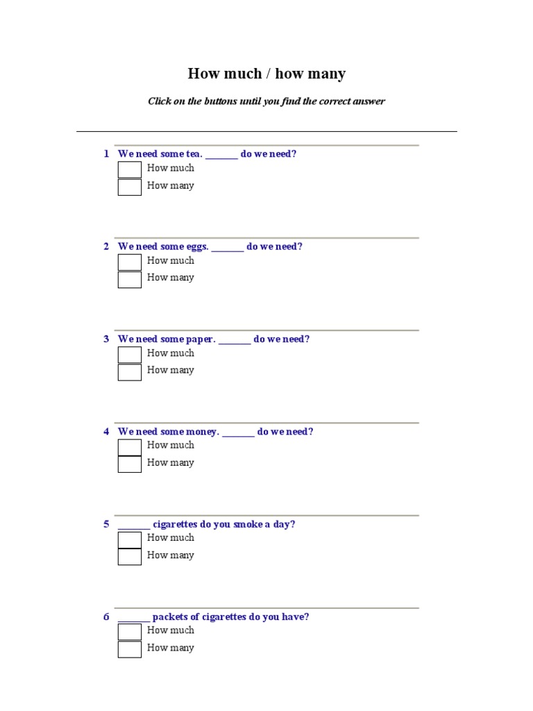 How to Use "How Much" vs. "How Many" | PDF