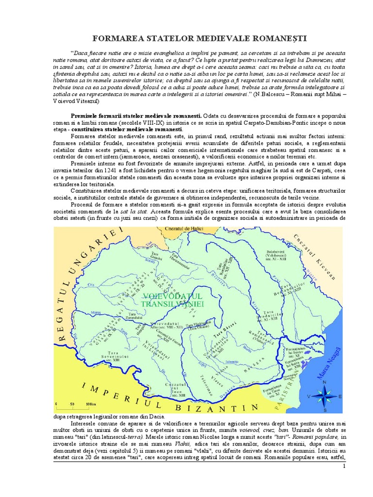 Formarea Statelor Medievale Romanesti