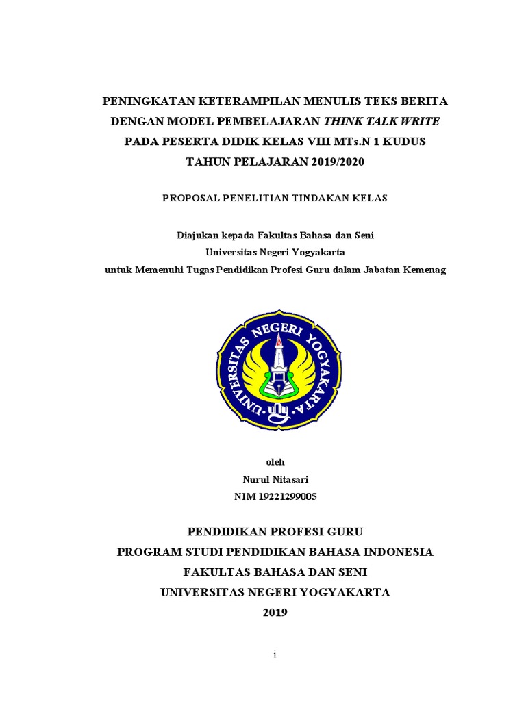 Proposal PTK Nurul Nitasari Menulis Teks Berita TTW (Tugas PPG) | PDF