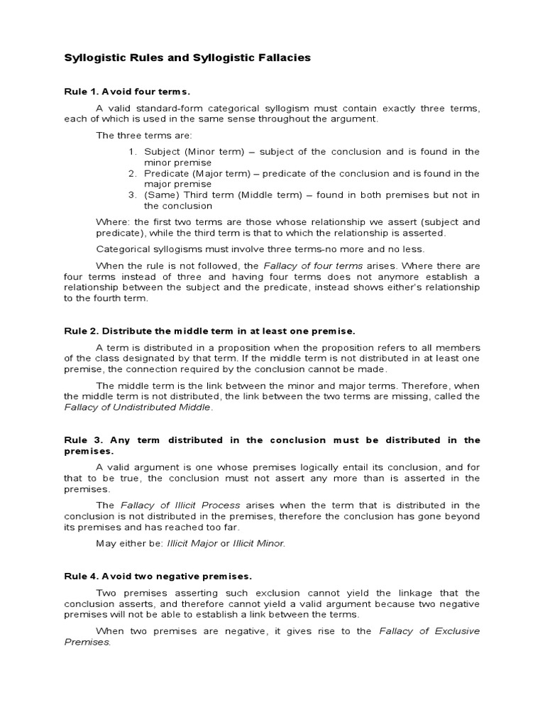 Syllogistic Rules and Syllogistic Fallacies | PDF | Metaphilosophy | Reasoning