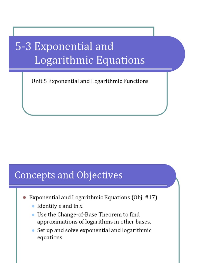 Exponential & Logarithmic Equations Guide | PDF | Logarithm ...