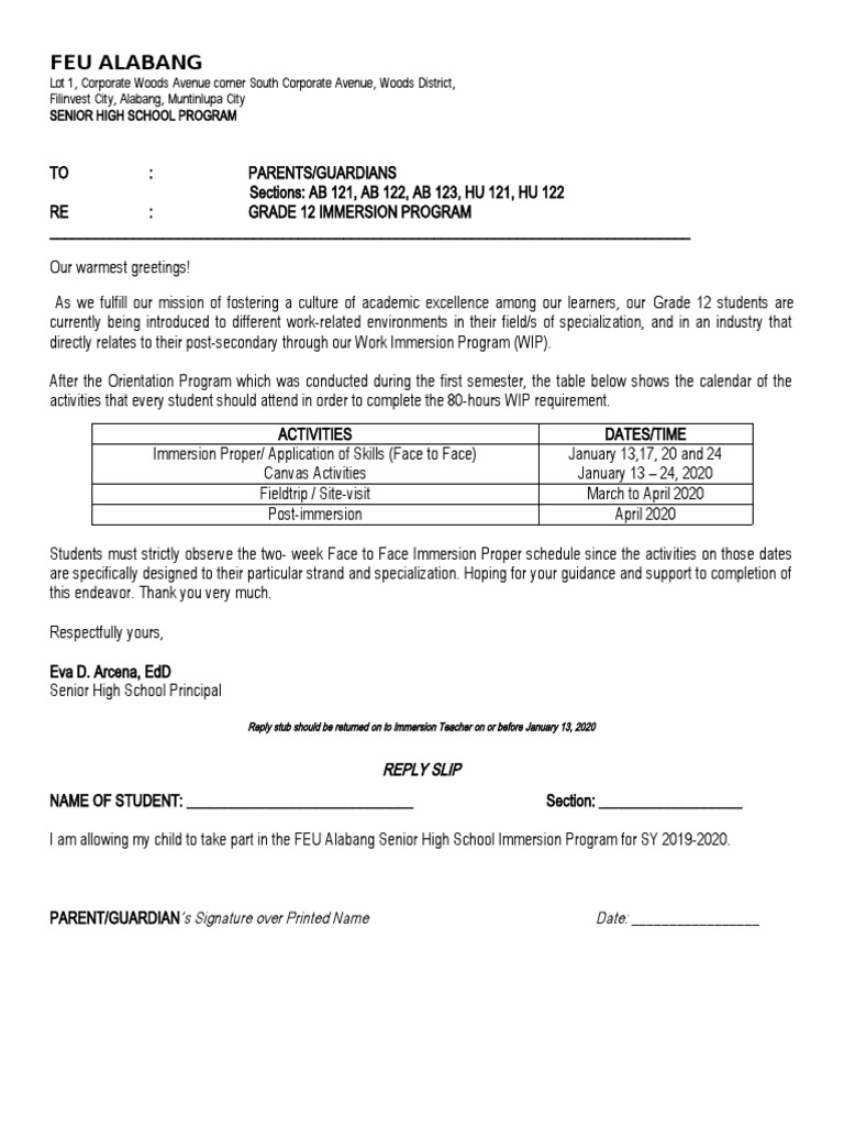 1st BATCH FACE TO FACE IMMERSION LETTER | PDF | Education Theory | Pedagogy