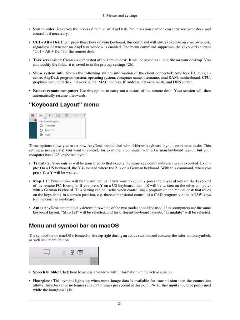 AnyDesk UserManual (24 56) PDF | PDF | Computer Keyboard | Menu (Computing)