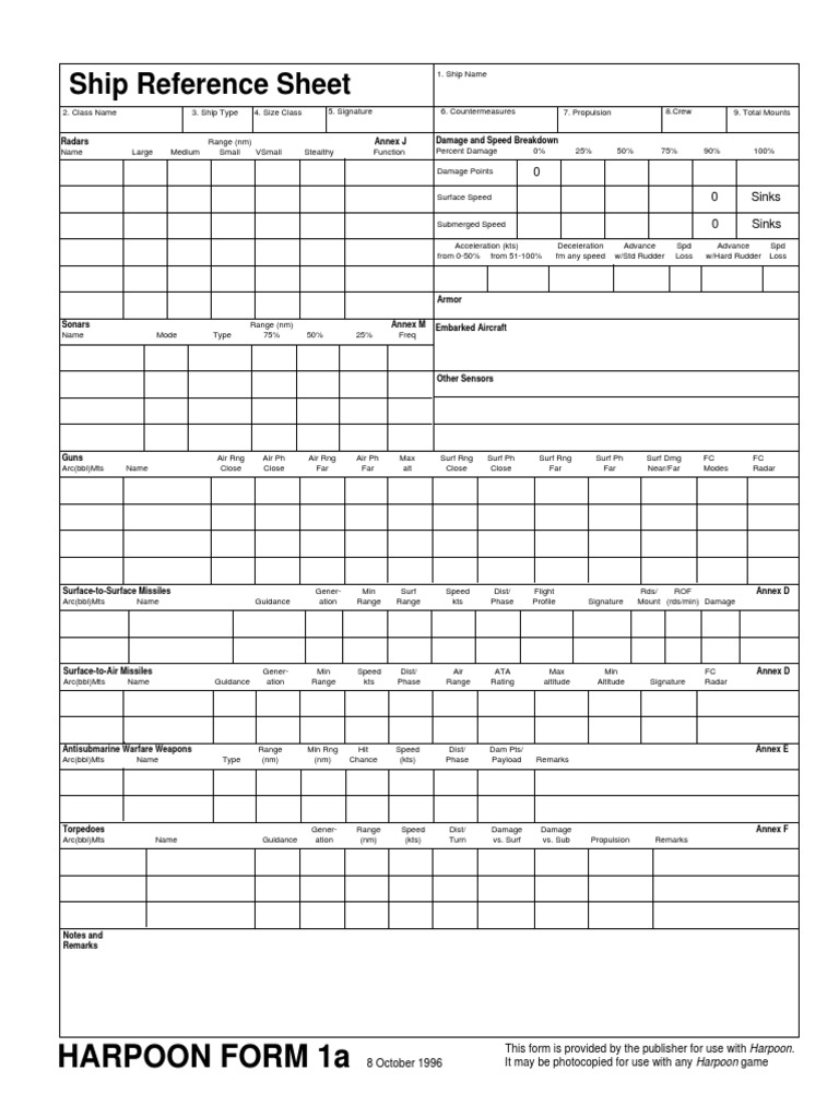 Blank Harpoon Forms | PDF | Aircraft | Artillery