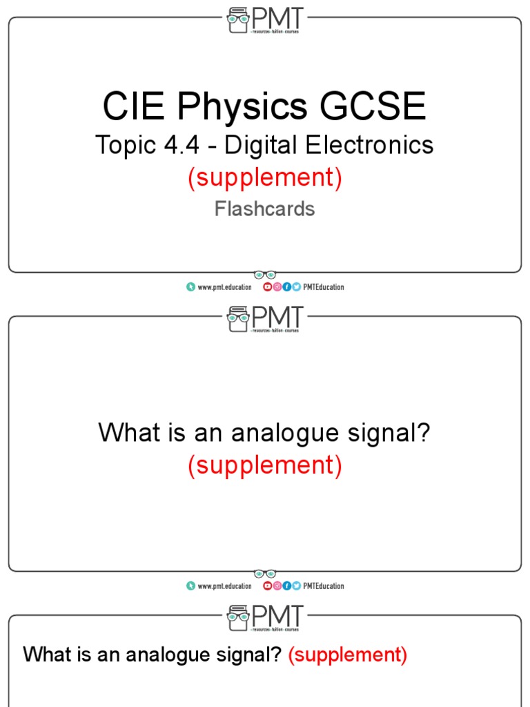 Flashcards - Topic 4.4 Digital Electronics - CIE Physics IGCSE PDF ...