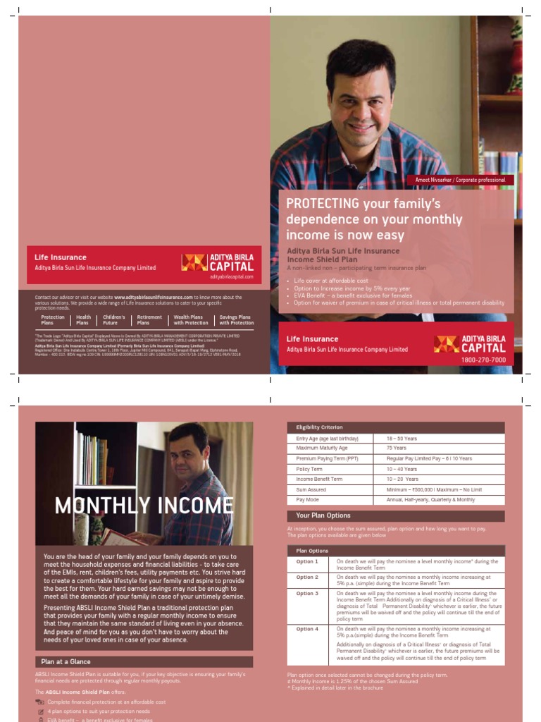 ABSLI Income Shield Plan Brochure | Download Free PDF | Myocardial ...