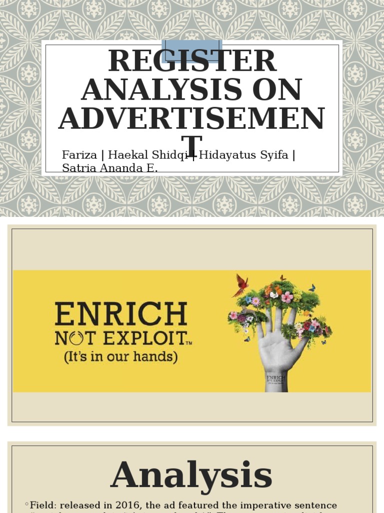 Register Analysis On Ads - Discourse Analysis | PDF | Conversation ...