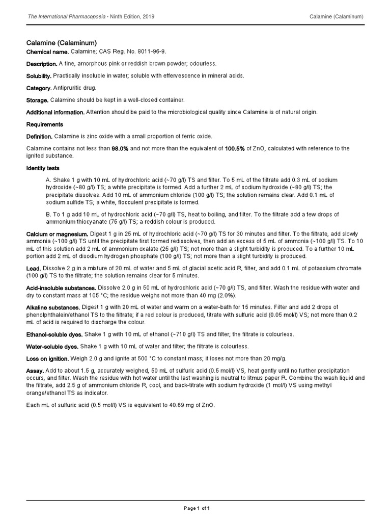 Calamine: Definition and Properties | PDF | Solubility | Acid