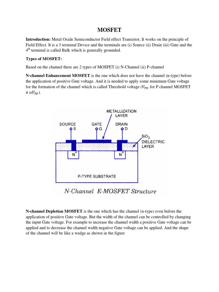 4 Mosfet Notes Beee | PDF | Field Effect Transistor | Mosfet