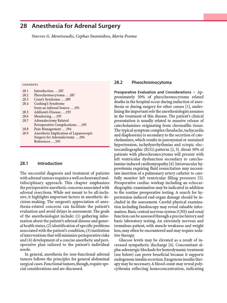 Anesthesia For Adrenal Surgery PDF | PDF | Anesthesia | Analgesic