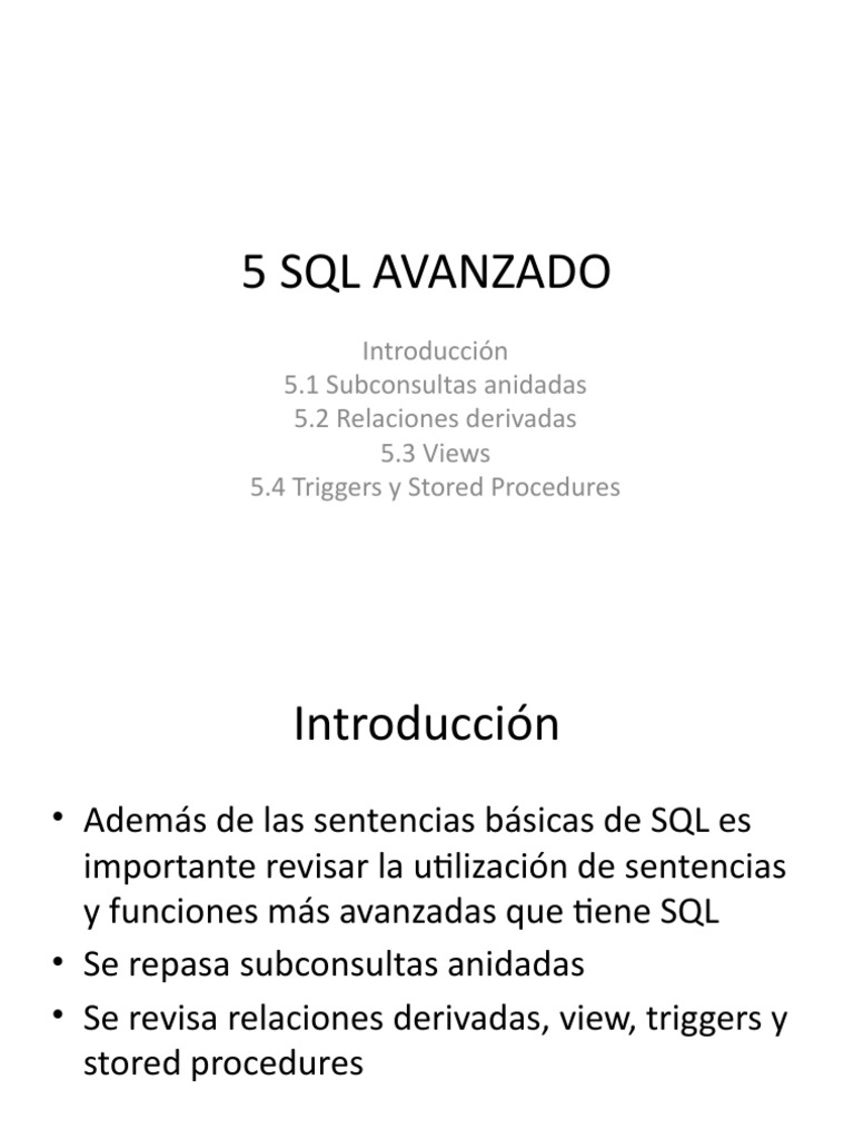 6 SQL Avanzado | PDF | SQL | Gestión de tecnología de la información