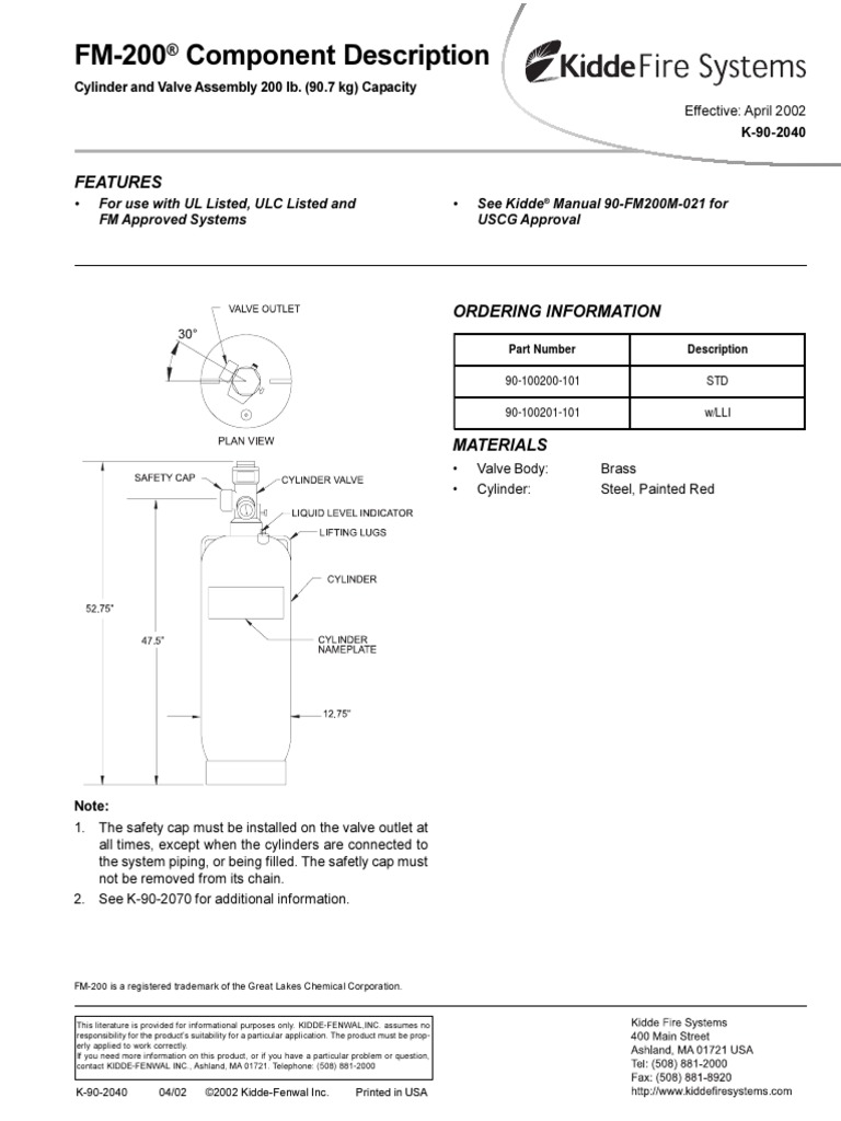 04 K-90-2040 Cylinder 200lbs | PDF | Technology & Engineering