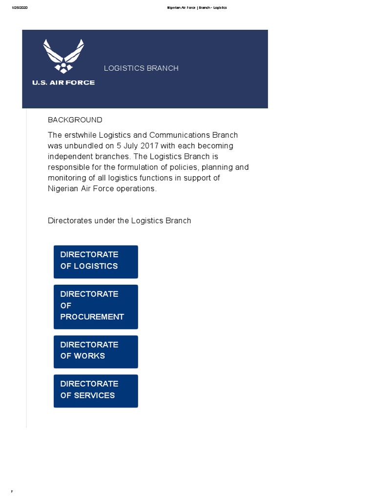 Nigerian Air Force - Branch - Logistics | PDF