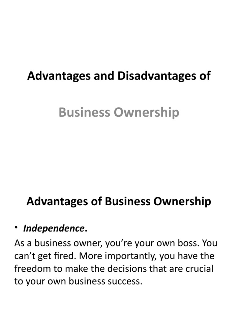 Advantages and Disadvantages of Business Ownership | Download Free PDF ...
