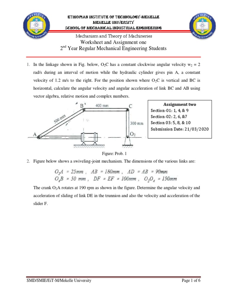 Mechanism and Theory of Machineries PDF | PDF | Velocity | Acceleration