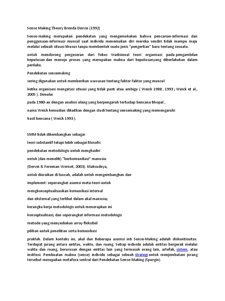 Sense Making Theory Brenda Dervin | PDF