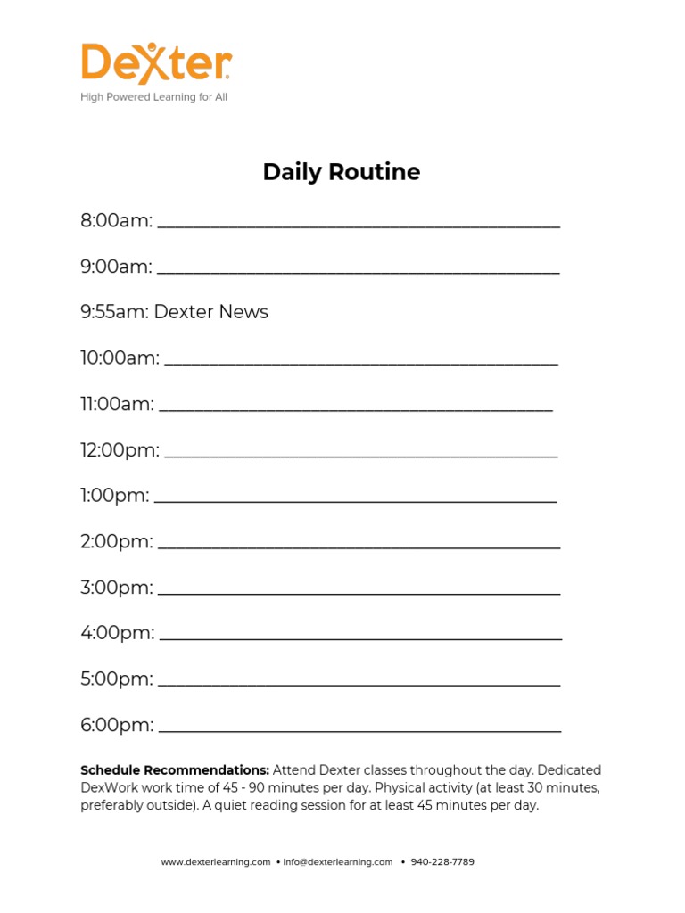 Dexter Home Schedule Template | PDF