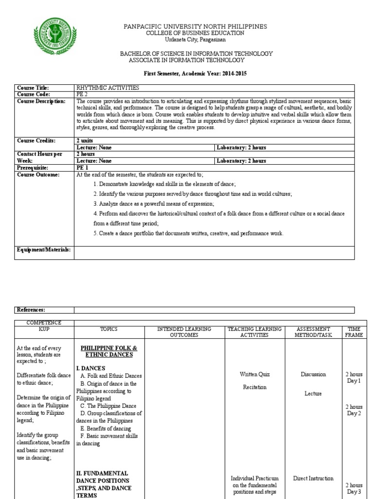Obe Pe 2 Ryhthmic Activities Pdf Dances Folklore