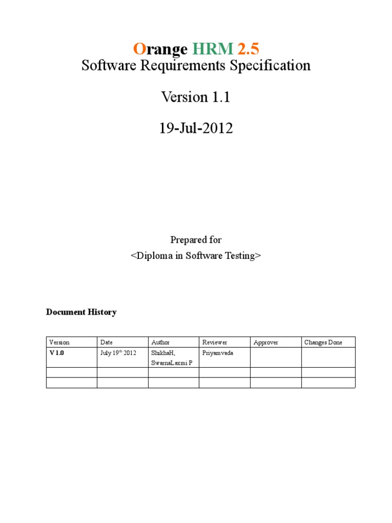 SRS Orange HRM (Final Ver) (Repaired) | PDF | Password | Login