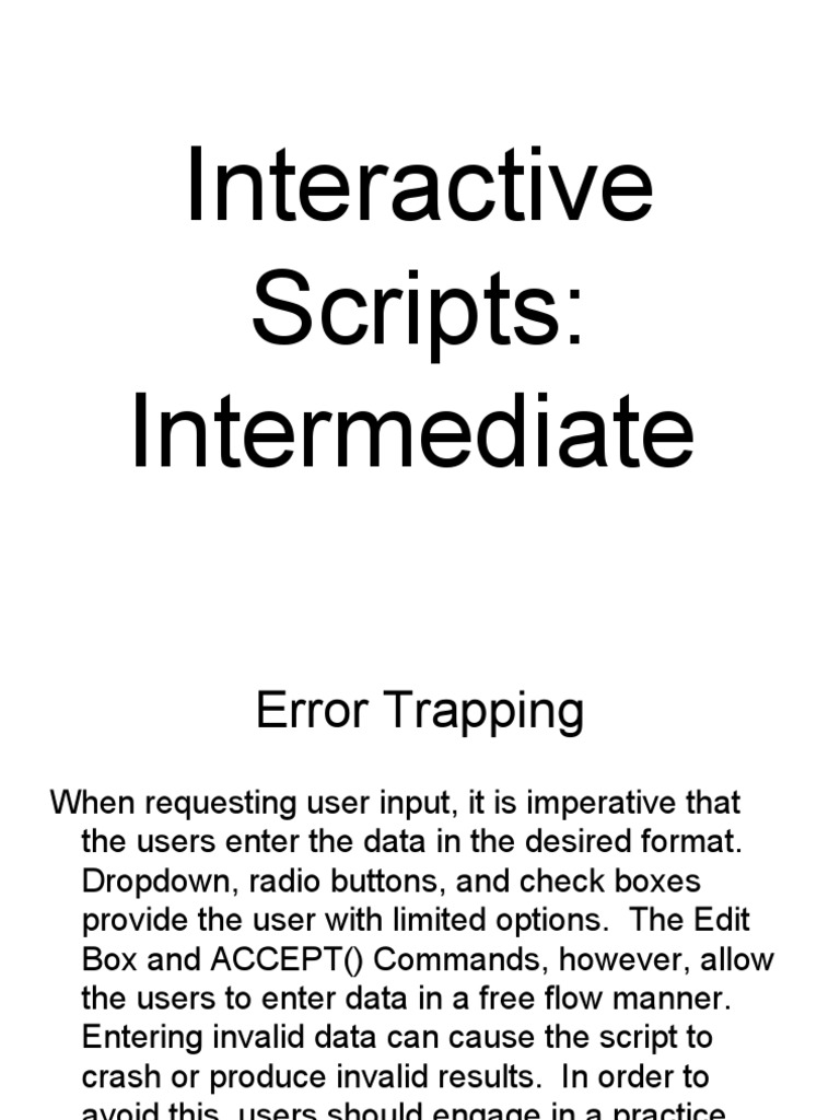 Intro To Interactive Scripts | PDF | Dialog Box | Software
