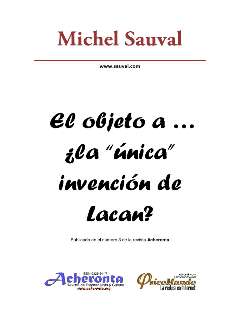El Objeto A Lacan | PDF | Jacques Lacan | Psicoanálisis