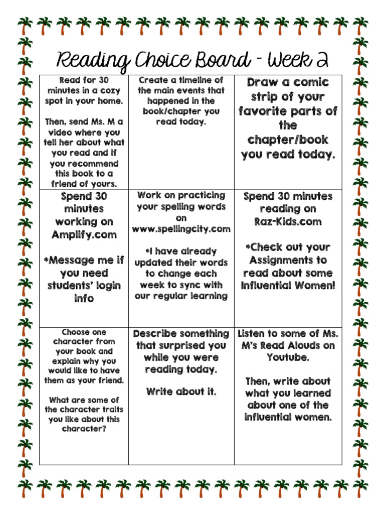 Reading Choice Boards | PDF