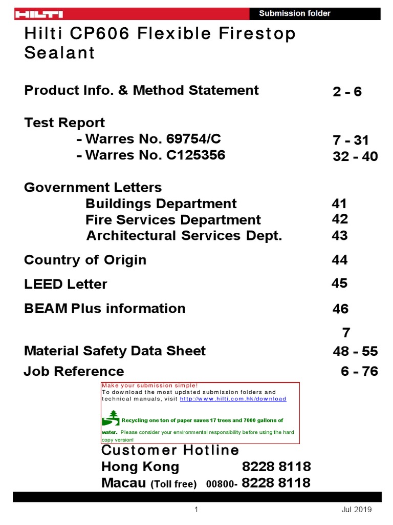HILTI CP606 Submittal PDF | PDF | Toxicity | Chemistry