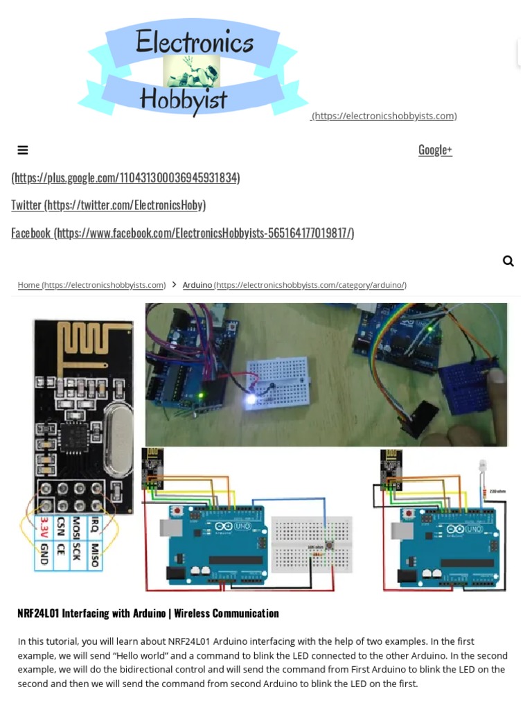 NRF24L01 Arduino Interfacing - Wireless Communication1 PDF | PDF ...