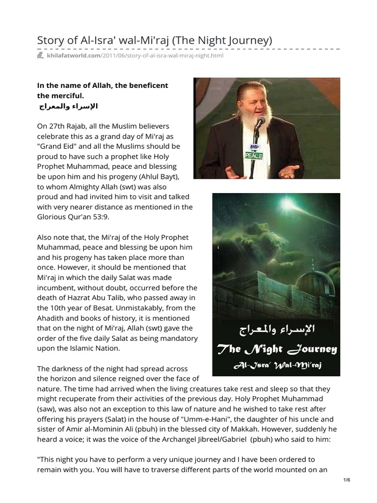 Story of Al-Isra Wal-Miraj The Night Journey | PDF | Muhammad ...